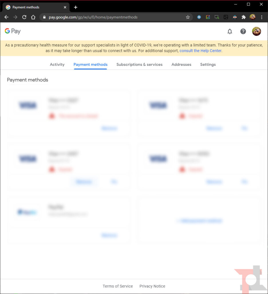 Google Pay mostra un nuovo design sul web
