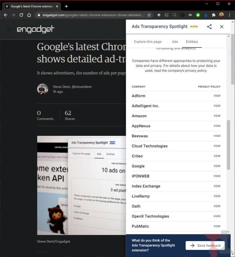 Questa estensione di Google Chrome svela gli ads attivi