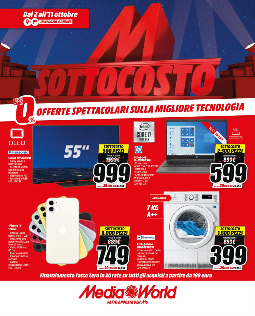 Le migliori offerte del Sottocosto MediaWorld (2-11 ottobre)