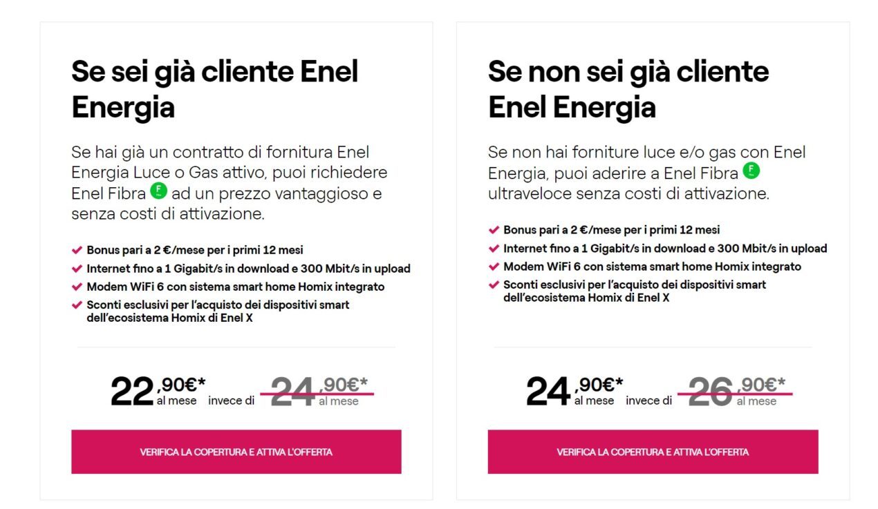 Enel Energia lancia le sue prime offerte fibra: si parte da 22,90 €/mese