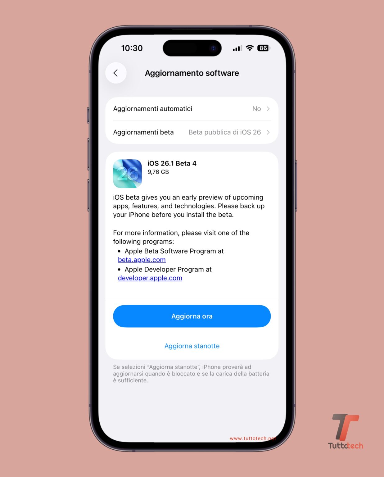 Apple: ecco le beta 4 di iOS 26.1, iPadOS 26.1 e macOS 26.1