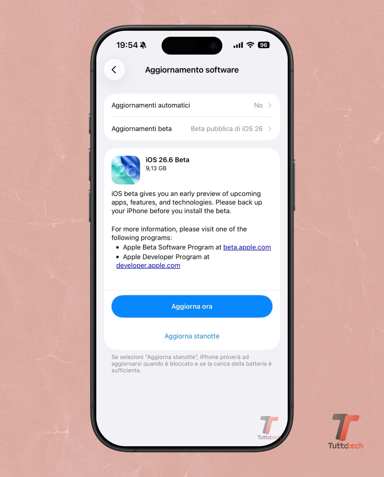 Apple ha rilasciato le beta 1 di iOS 26.6 e macOS 26.6 Tahoe